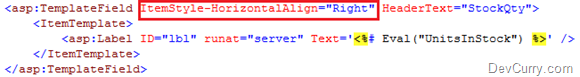 Align ASP.NET GridView Column Text